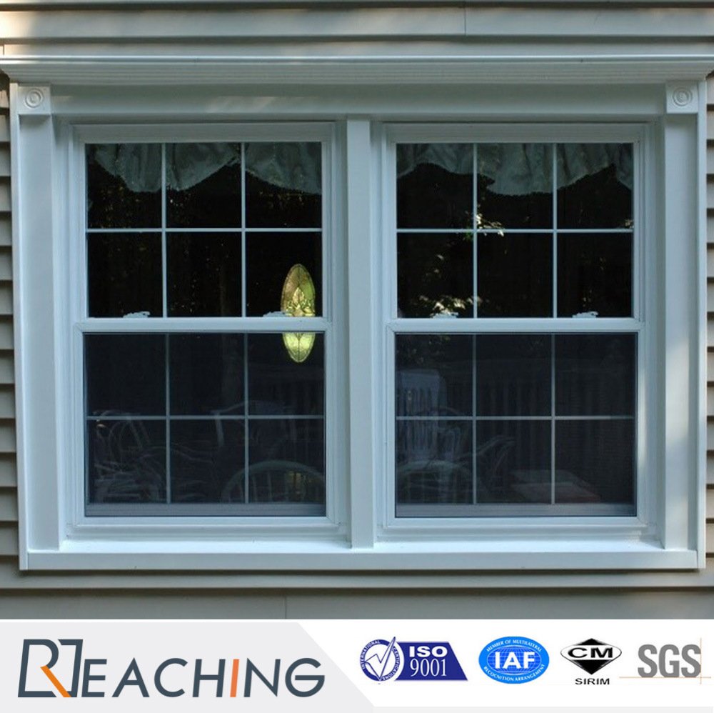 Customized Window American Style White Color UPVC Double Hung Window ...